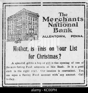 1913 Allentown National Bank Newspaper Ad Allentown PA Stock Photo - Alamy