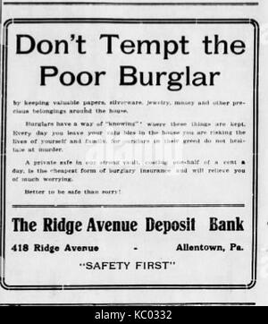A 1915 newspaper advertisement for Ridge Avenue Deposit Bank in ...