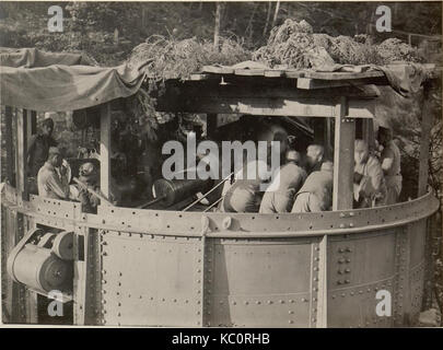 A historical photograph showing the positioning of a howitzer battery ...
