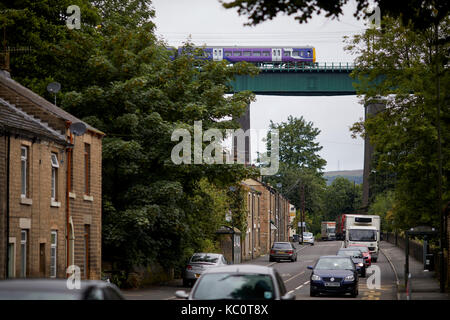 A57 under Dinting Viaduct (Arches) Glossopdale, Derbyshire, carries the ...