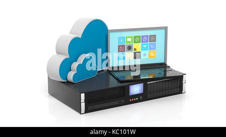 Server rack and cloud icons isolated on white background Stock Photo ...