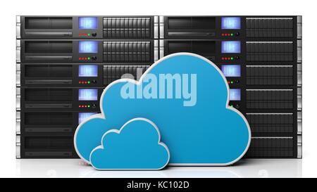 Server rack with cloud icons, isolated on white background Stock Photo ...