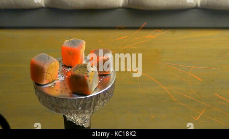 Red and black hookah in the restaurant Stock Photo - Alamy