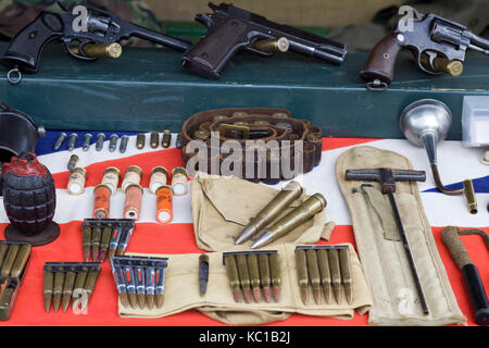 webley pistol/hand guns with bullet belt Stock Photo - Alamy