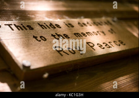 Dedication sign to Roy Pearce, Gosforth Park Nature Reserve Stock Photo ...