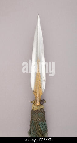 Boar Spear, 16th century, German, Steel, wood, L. 66 in. (167.6 cm); L ...