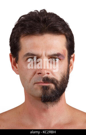 portrait of man with half shaved face Stock Photo - Alamy