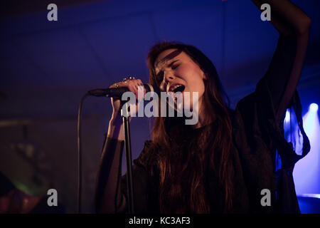 Swedish pop singer Pauline Skott performs at the fashion presentation ...