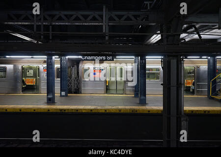 chambers street subway station entrance civic center New York City USA ...