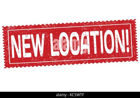 New location, grand opening sticker or label on white background Stock ...