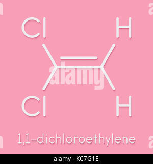 Polyvinylidene chloride (PVDC) polymer, chemical structure. Stylized ...
