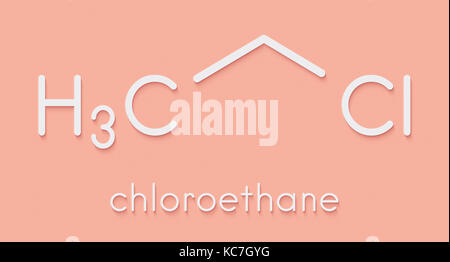 Chloroethane (ethyl chloride) local anesthetic molecule. Stylized ...