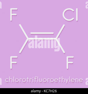 Polychlorotrifluoroethylene (PCTFE) polymer, chemical structure ...