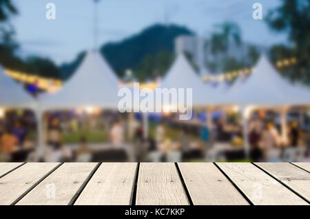 Image of wood table and blurred city bokeh background with colorful ...