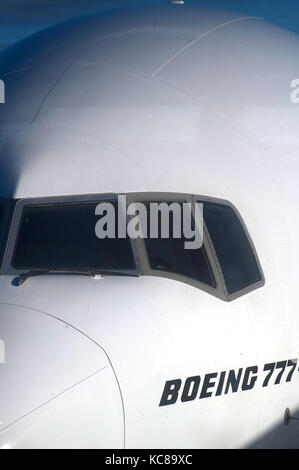Emirates 777 at Newcastle airport Stock Photo - Alamy