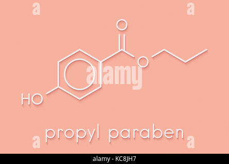 Propyl paraben preservative molecule. Used in food and cosmetics ...