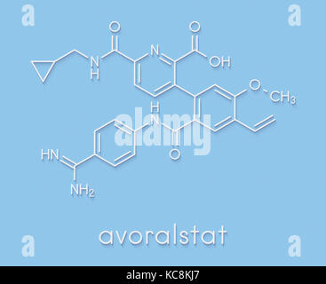 Avoralstat hereditary angioedema (HAE) drug molecule. 3D rendering ...