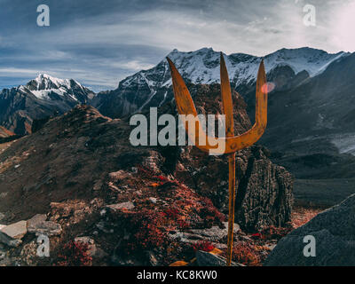 Mount Trishul with Himalayan range at sunrise as viewed from Kausani ...