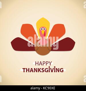Happy Thanksgiving Celebration Design with Cartoon Turkey bird in ...