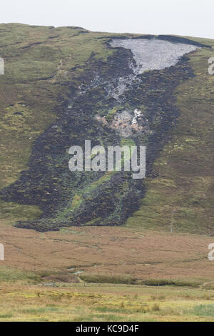 Peat landslide slide or bog burst, Shetland Mainland, Shetland Islands ...