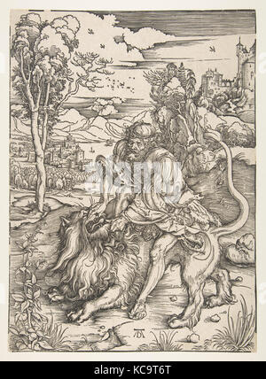 Samson Rending the Lion, Albrecht Dürer, ca. 1497–98 Stock Photo - Alamy