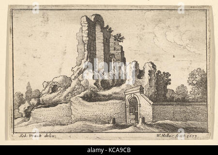 Ruins and a barred gate on the Esquiline Hill in Rome, After Sebastiaen ...