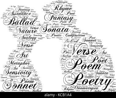 Words cloud, Poetry concept made of tags on vintage background Stock ...