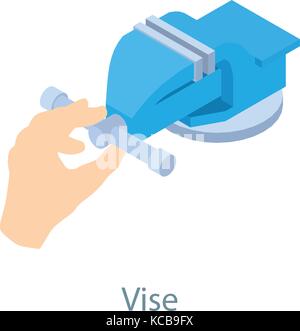 Isometric vise. Work tool. Vector illustration. Outline object isolated ...