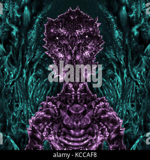 Astronaut alien insect sits in his ship in bionic suit. Science fiction ...