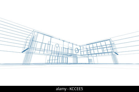 Blueprint on white 3d rendering Stock Photo - Alamy
