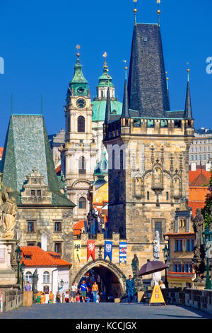 Gate Tower on Charles Bridge in Prague Stock Photo - Alamy