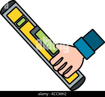 hand holding a level ruler icon over white background vector ...