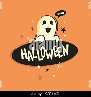 ghost happy halloween celebration design vector illustration outline ...