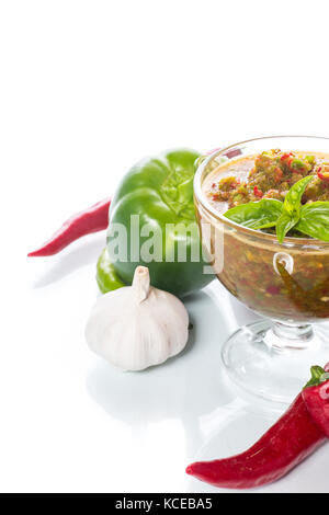 acute sauce of adzhika from various types of pepper Stock Photo - Alamy