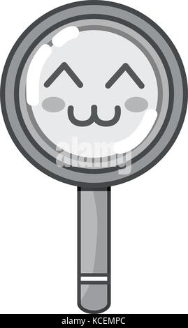 grayscale kawaii cute happy magnifying glass Stock Vector Image & Art ...