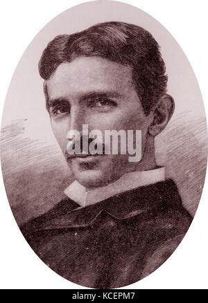 Illustration depicting Nikola Tesla (1856-1943) a Serbian-American ...