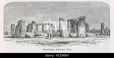 Engraving depicting Stonehenge, a prehistoric monument. Dated 19th ...