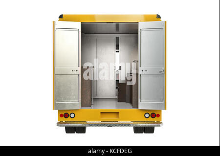 Food truck eatery open doors, front view Stock Photo - Alamy