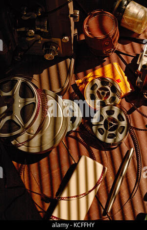 Old objects, movie tapes, scraps Stock Photo - Alamy