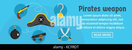 Pirates weapon banner horizontal concept. Flat illustration of pirates ...