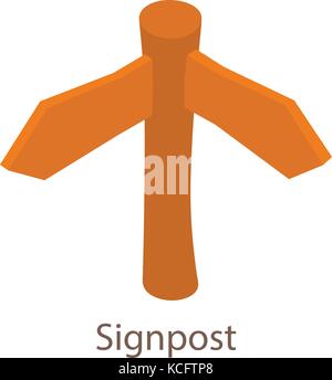 Empty wooden round and square signpost standing in grass. Vector ...