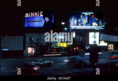 The Sunset Strip circa 1970s with traffic, Waylon Jennings billboard ...