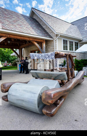 Real life replica of the Flintstones car in exhibition at Fleetwood Country Cruize In car show Plunkett Estate London Ontario Canada Stock Photo Alamy