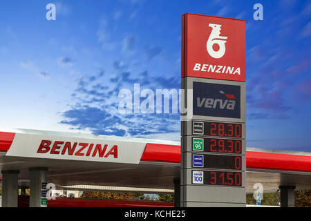 Benzina logo, Petrol station, Czech Republic Stock Photo - Alamy