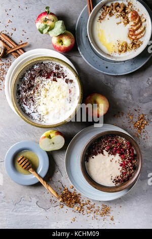 Variety bowls of porrige Stock Photo - Alamy