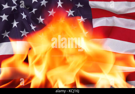 Burning American flag Stock Photo - Alamy
