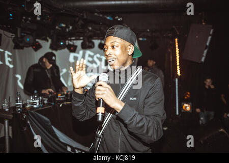 The English grime rapper and lyricist Ice Kid performs a live concert ...