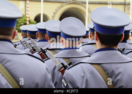 Polish police officers in blue uniforms on a parade Stock Photo - Alamy