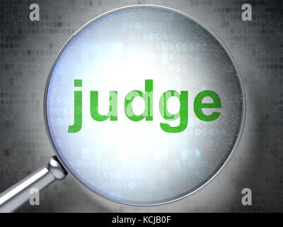 Law concept: Judge with optical glass on digital background Stock Photo ...