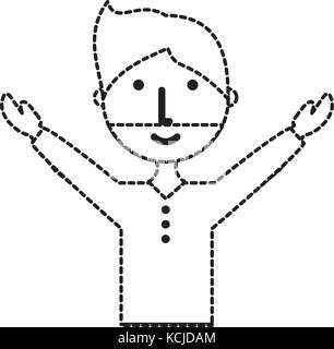 flat line uncolored man sticker over white background vector ...